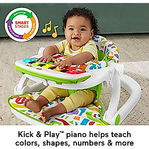 Fisher-Price Portable Baby Chair, Deluxe Sit-Me-Up Seat with Kick & Play Piano Learning-Toy and Snack Tray for Babies and Toddlers