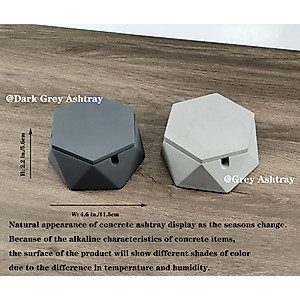 FREELOVE Concrete Ashtray with Lid & Stainless Steel Ashtrays for Cigarettes, Cement Ash Tray Weed Smoking Holder Indoor Smokeless Outdoor Windproof Patio Home Office Cool Decor, Dark Grey A