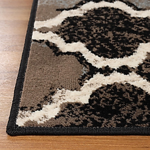 Superior Indoor Runner Rug, Jute Backing, Modern Plush Rugs For Hallway, Living, Dining Room, Bedroom, Office, Kitchen, Entryway, Geometric Trellis Floor Decor, High-Traffic Rugs, 2' 7 x 8', Chocolate