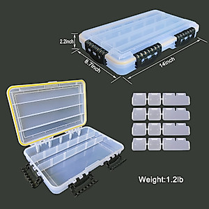 Transparent Airtight Fishing Tackle Box 3600/3700 Tackle Trays With Removable Dividers Waterproof Sunscreen Lure Box for Freshwater Saltwater Tackle Storage Tackle Box Organizer Ruisheng AT(3700×1)