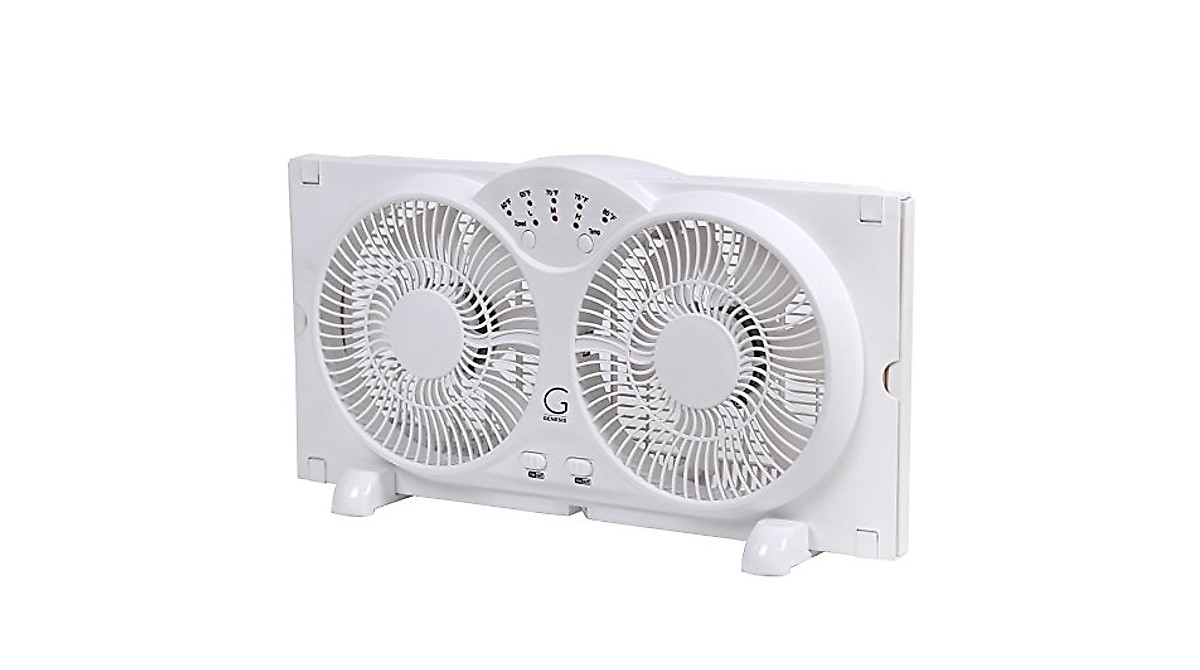 Genesis Twin Fan High Velocity Reversible Window Fan with Thermostat