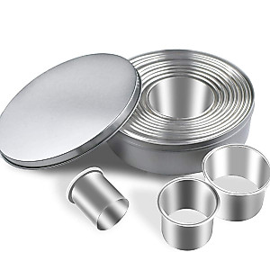 12 Pieces Round Cookie Cutters Set Stainless Steel Cookie Cutter Set Biscuit Plain Edge Round Cutters Circle Baking Metal Ring Molds Metal Ring Baking Molds Circle Pastry Donut Doughnut Cutter Set