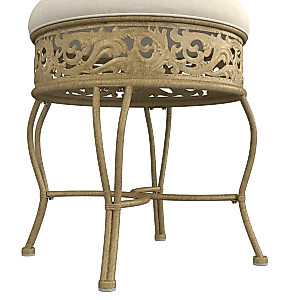 Hillsdale Villa III Upholstered Backless Vanity Stool, Antique Beige