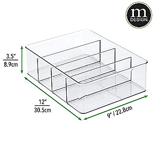 mDesign Kitchen Plastic Storage Organizer Combo Set of 2 Bins - For Kitchen, Pantry, Cabinet, Fridge/Freezer for Organizing Snacks, Produce, Vegetables, Pasta Food, 2 Piece Set - Clear