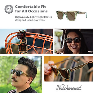 Knockaround Seventy Nines Polarized Sunglasses for Women & Men - Impact Resistant Lenses & Full UV400 Protection, Translucent Sage Frames/Amber Lenses