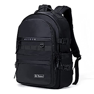 FILLOVE Laptop Backpack-15.6 Inch Computer Backpack with Charger, Water Resistant Teacher Bag Work Backpack with Laptop Compartment for Travel Business College Bookbag, Black