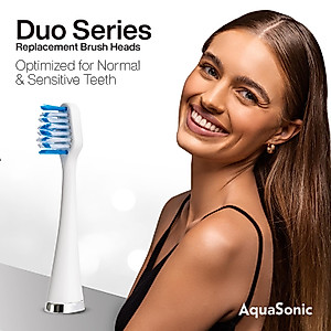 AquaSonic Duo Series Replacement Brush Heads | for Normal & Sensitive Teeth | Compatible with Duo Series & Home Dental Center Toothbrush Handles | NOT Compatible with Duo Series Pro