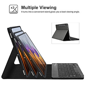 Samsung Galaxy Tab S8 Plus/S7 Plus /S7 FE Keyboard Case 12.4 inch, 7 Colors Backlit and Detachable Wireless Keyboard & Slim Stand with S Pen Holder for Tab S7 FE 2021/S7 Plus 2020/S8+ 2022, Gray