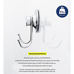 COELO Heavy Duty Vacuum Suction Cup Double Hook Hanger Stainless Steel