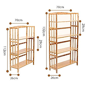 HTLLT Storage Shelf Floating Shelf Bamboo Book Shelf Storage Shelf, Height Adjustable, Kitchen Independent Storage Shelf Plant Shelf,4-Tier,4-Tier