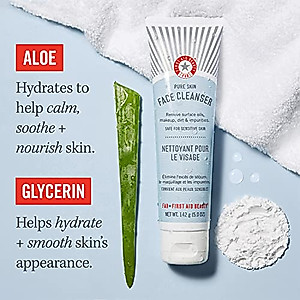 First Aid Beauty Pure Skin Face Cleanser Bundle – Sensitive Skin Gentle Cleanser – Classic 5 oz Tube + Bonus 1 oz Travel Size