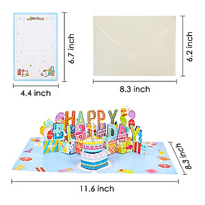 ZOEDO 3D Musical Birthday Pop Up Card, Blow Out LED Light Candle & Music Happy Birthday Card Birthday Greeting Cards with Blank Note Card and Envelope for Kid Husband, Men, Women, Mom
