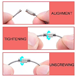 12 Pack Stainless Steel Cable Wire Key Chain Kids Key Rings Travel Aircraft Luggage Tag Loops Hanging Outdoor Keychain Kayak Boat Hiking Camping Kits 6 Inch Length