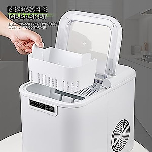 Magshion Ice Maker Countertop with Self-Cleaning, 26lbs/24H, Bullet-Shaped Ice (2 Sizes), Digital Display & Timer, 1.8lbs Ice Storage Capacity, Ice Cube Maker Machine for Home & Kitchen (White)