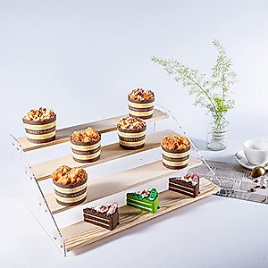 NC Upate Displays Stand 4 Tier Wood Display Stands for Vendor Events Acrylic Stand for Figure Collection Tier Display Stand for Craft Shows Acrylic Display Cupcake Stand Cologne Organizer (Large)