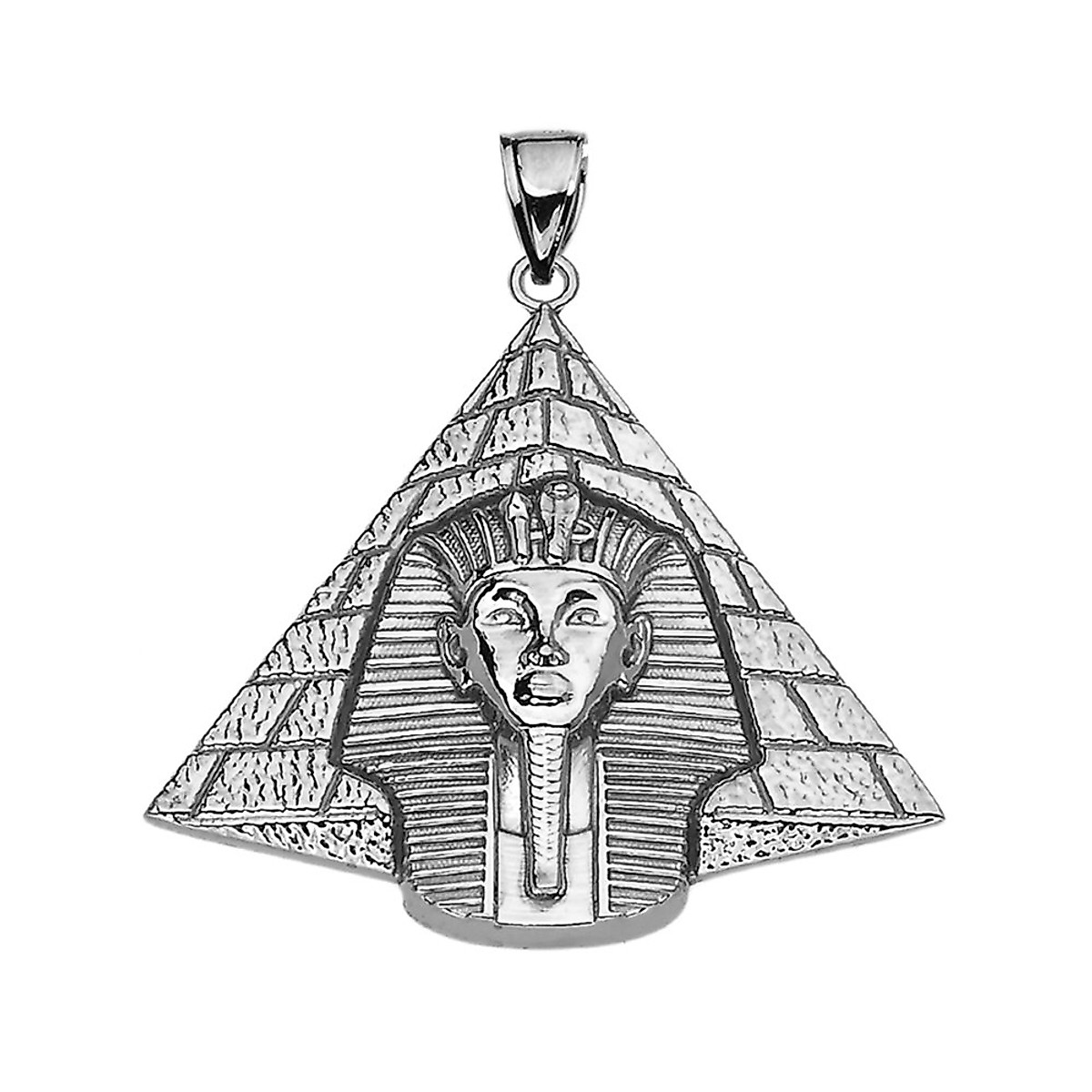 Antique Vintage Style Sterling Silver Detailed Egyptian Pyramid King Tut (Tutankhamun) Pendant