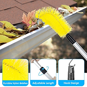 Air Jade Gutter Cleaning Brush, Extendable Roofing Gutter Cleaning Tools from The Ground, 5.5 Ft Long Gutter Cleaning Tool Easy Cleaning Leaves and Debris