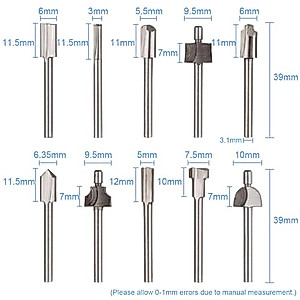 Wolfride 20Pcs Rotary Tool Router Bits 1/8" Shank Rotary Bits for Wood Carving