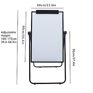 35" X 24" Double-Sided Mobile Dry Erase Board Magnetic Whiteboard Display Stand Rolling W/Marker Tray Writing 360Degree Adjustable Double Sided Flipchart Hook Foldable Framed White