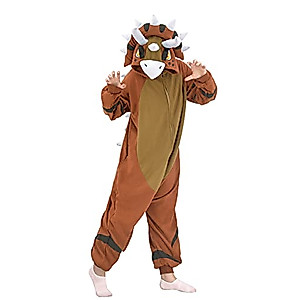 Triceratops Onesie Adult Triceratops Pajamas Dinosaur Christmas Halloween Cosplay Costume Homewear Sleepwear