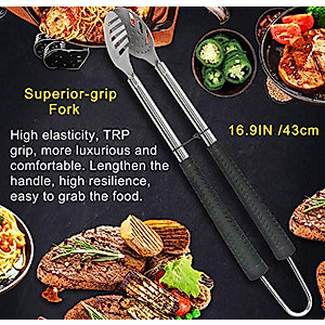 POLIGO 7PCS Golf-Club Style BBQ Tools Grilling Tools with Rubber Handle - Stainless Steel Grilling Accessories for Outdoor Grill Set Premium Grill Utensils Set Christmas Birthday Gifts for Dad Men