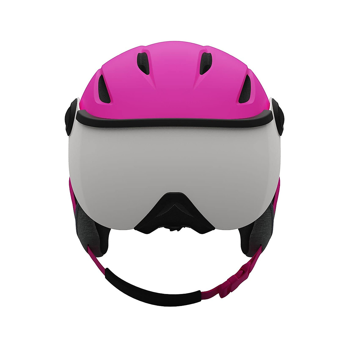 Giro Buzz MIPS Kids Ski Helmet - Snowboard Helmet with Integrated Goggle Shield/Visor - Matte Bright Pink - Size S (52-55.5cm)
