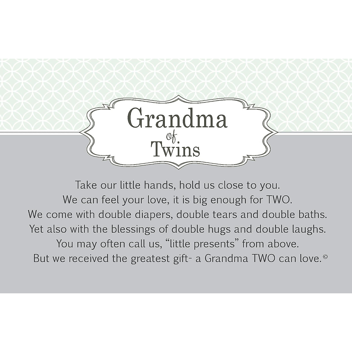 The Grandparent Gift Co. Grandma of Twins Poem White Double Hinged 4 x 6 Photo Frame with Ribbon