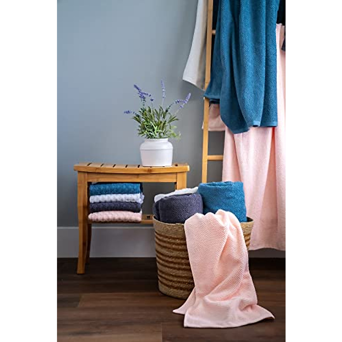 Simpli-Magic 79455 Diamond Bath Towels Set, 6 Piece Set, 2 Bath Towels, 2 Hand Towels, 2 Washcloths, Pink