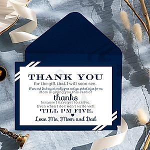 Paper Clever Party Nautical Baby Shower Thank You Cards with Envelopes Blank Notes Prefilled with Message Boys Personalize for Registry Gifts Anchor Notecard Set Blue 4x6 Stationery, 15 Pack