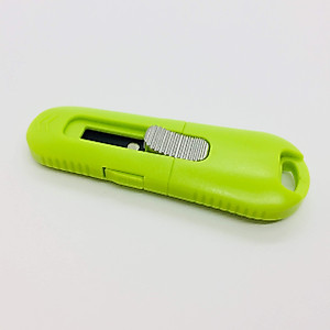 CANARY Box Cutter Auto Retractable Blade, Safety Box Opener Tool [Non-Stick Fluorine Coating Blade], Made in JAPAN, Green (DC-20F-1)