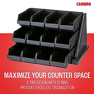 Cambro 12RS12110 Black Versa Self Serve Condiment Bin Stand Set with 3-Tier Stand and 12" Condiment Bins Case of 1