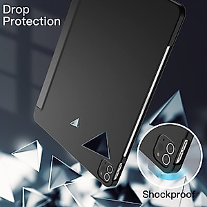 JETech Case for iPad Pro 12.9-Inch (2022/2021 Model, 6th/5th Generation), Protective Hard Back Shell Soft-Touch Tablet Stand Cover, Auto Wake/Sleep (Black)