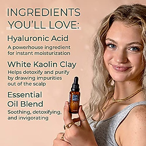 Plant Therapy Hair Therapy Soothe & Detoxify Scalp Serum 1 oz with Hyaluronic Acid, White Kaolin Clay & Hair Therapy Blend, Remove Product Buildup, Balance Oils, and Stimulate Circulation
