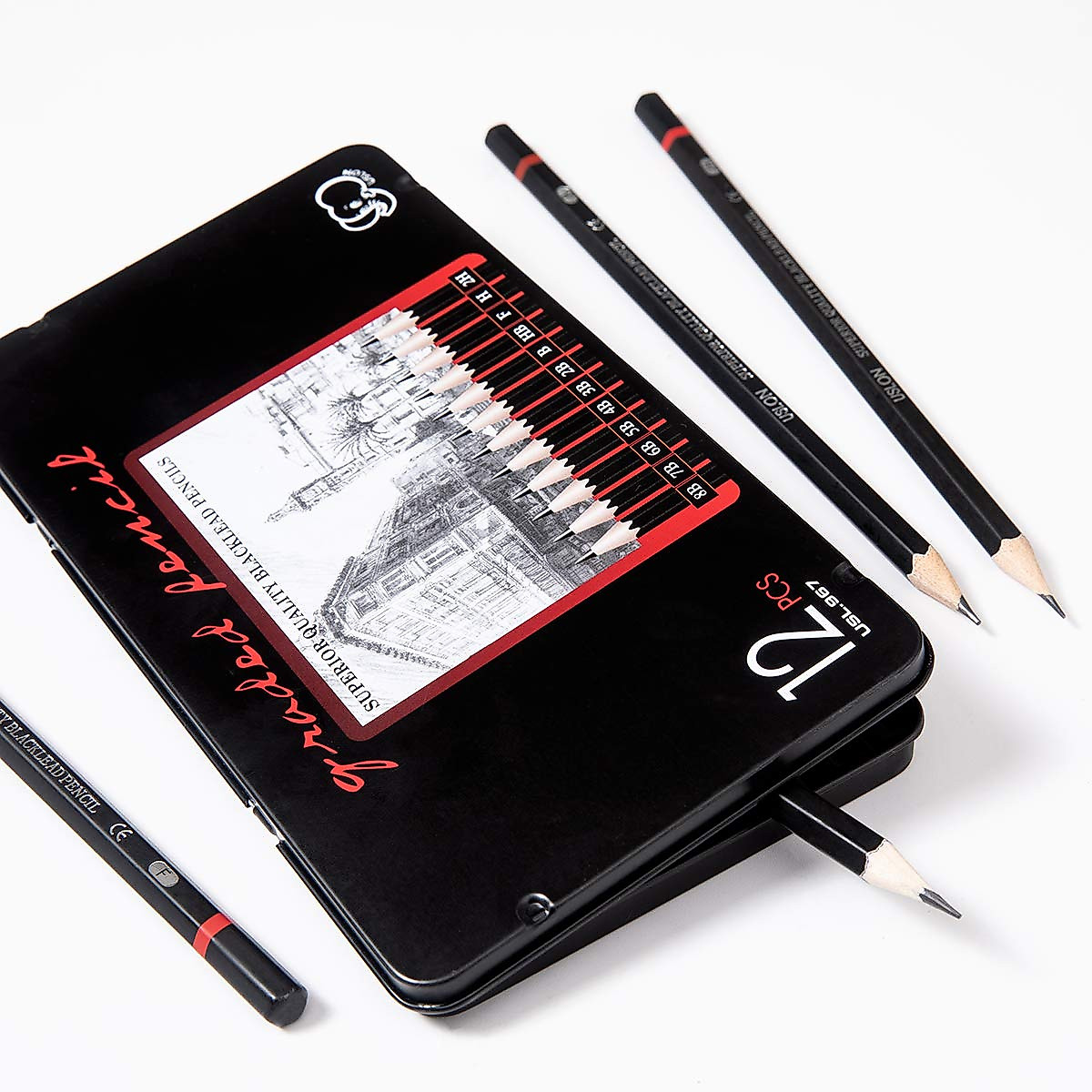 YUANCHENG 12 Pack of Graphite Pencils for Drawing, Art, and Sketching - Black
