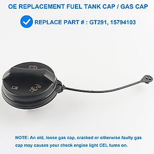 Gas Cap, Fuel Cap Replace GT291, 15794103 Compatible with Chevy GMC Buick Pontiac Saturn - 2004-2012 Colorado Canyon, 2005-2009 Trailblazer Envoy, 2004-2006 GTO, 2002-2007 Vue, 2005-2007 Rainier, More
