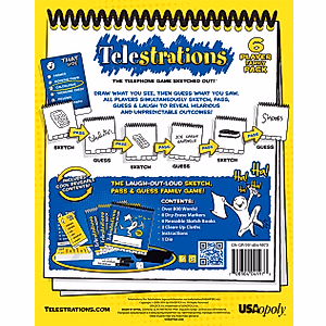 USAopoly Telestrations Original 6 Player | Family Board Game | A Fun Family Game for Kids and Adults | Family Game Night Just Got Better | The Telephone Game Sketched Out
