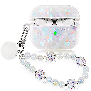 Cute Case for Airpod 3 with Pearl Lanyard Girly Cover Compatible with AirPods 3rd Generation (2021) Shell for Women
