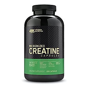 Optimum Nutrition Micronized Creatine Monohydrate Capsules, Keto Friendly, 2500mg, 200 Capsules (Packaging May Vary)