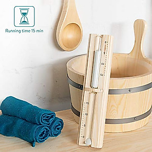 Navaris Sauna Hourglass Sand Timer - 15 Minutes Wood Sand Timer for Saunas - Wall-Mounted 15 Minute Hour Glass Made of Pine Wood 11.6" x 2.95" x 1.57"