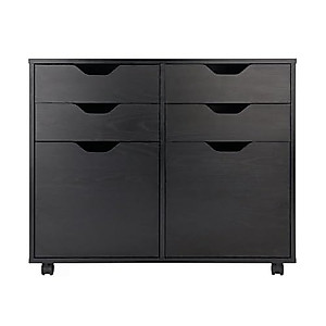 Winsome Halifax Storage Mobile Cabinets, 2 Doors, 4 Drawers, for Home Office, Black