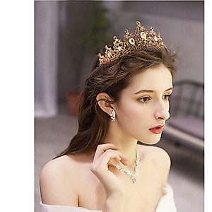 AOPRIE Artemis Tiaras and Crowns for Women Champagne Gold Princess Tiara for Little Girls Crystal Hair Accessories for Wedding Prom Bridal Birthday Party Halloween Costume Christmas Gifts