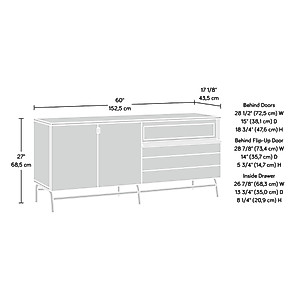 Sauder Boulevard Café Credenza, For TVs up to 60", Black finish