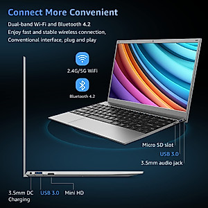 Tulasi Laptop, Laptop Computer, 12GB RAM 256GB SSD Quad-Core, 14 inch 1080P IPS Display Ultra Slim Laptop, 2.4G/5G WiFi, Webcam, Long Battery Life