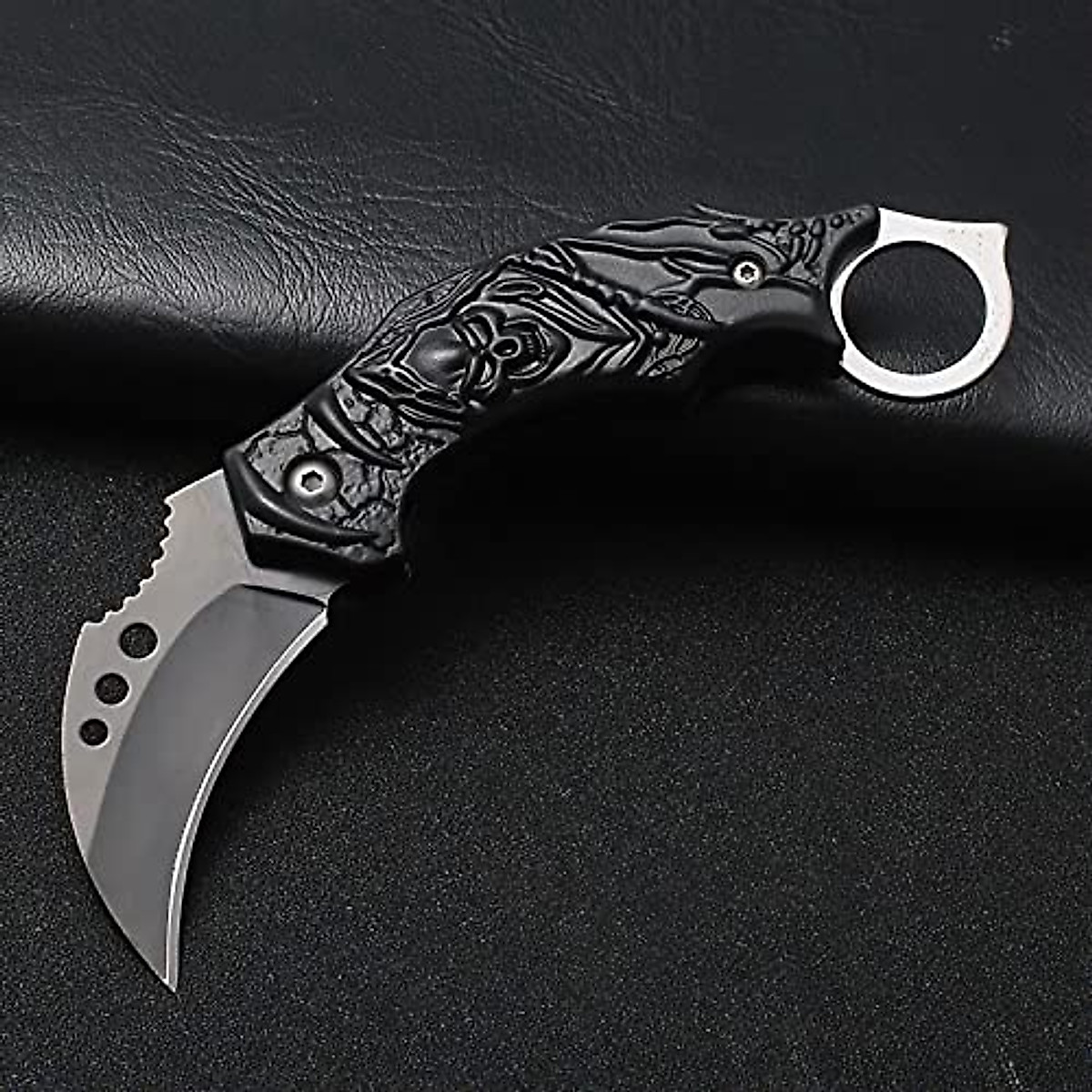 NA Pocket Knife for Men,Folding Knife Blade with Titanium Plated, Fishing Hiking Survival Knife,Outdoor Camping Knives for Men (Black Death)