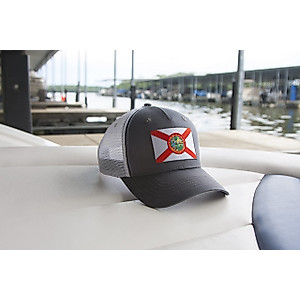 International Tie Grey Florida Hat for Men and Women - Florida State Flag Adjustable One Size Trucker Cap, Baseball, Snapback with an Embroidered Patch