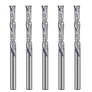 Hozly Downcut Bit 1/8" Shank Down Cut Spiral CNC Router Bits End Mill Tungsten Carbide Milling Cutter Set 5 Pack