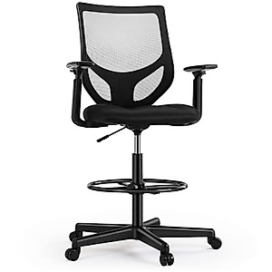 MCQ Drafting Chair Tall Office Chair for Standing Desk Adjustable Height Office Desk Chair with Adjustable Armrests and Foot-Ring for Home Office Drafting
