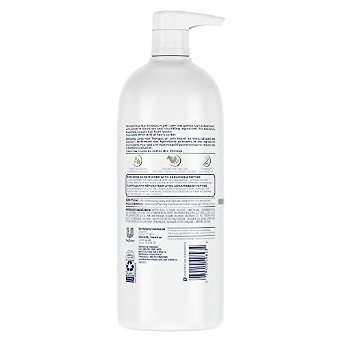 Dove Hair Therapy Serum + Conditioner Hair Care For Split Ends and Damaged Hair Rescue and Protect Visibly Repairs Hair in 1 Minute 33.8 fl oz