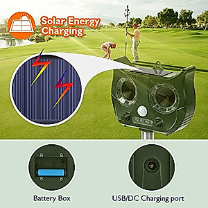 WQBK Animal Outdoor Solar Powered Device with Independent Audible Alarm Speaker- Effectively Scares Away Cats, Dogs, Squirrels, Deer, Raccoon, Groundhog, Skunk, Birds etc