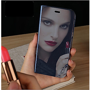 Ysnzaq Mirror Case for Xiaomi Redmi Note 12 Pro+ 6.67 inch, Smart Window Phone Cover with Stand for Xiaomi Redmi Note 12 Pro Plus JM Black